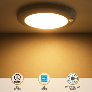 6" 5CCT LED Motion Sensor Disk Ligh, 15W Flush Mount Ceiling Light - 2PACK - Bed Bath & Beyond ...